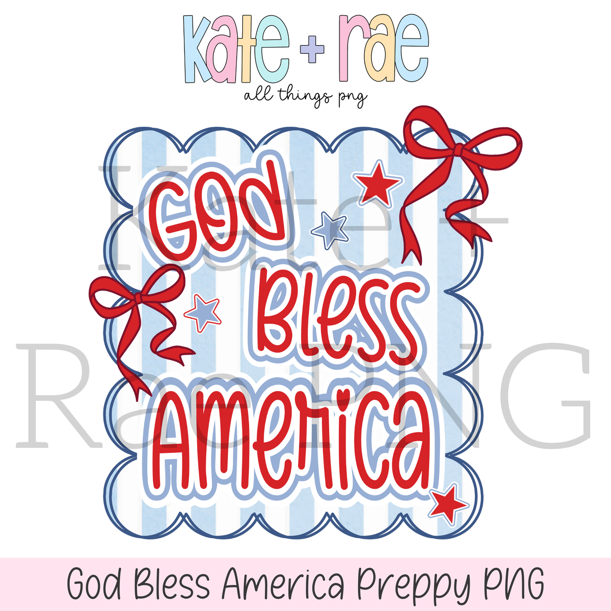 Preppy God Bless America 1 PNG. – Kate + Rae Designs