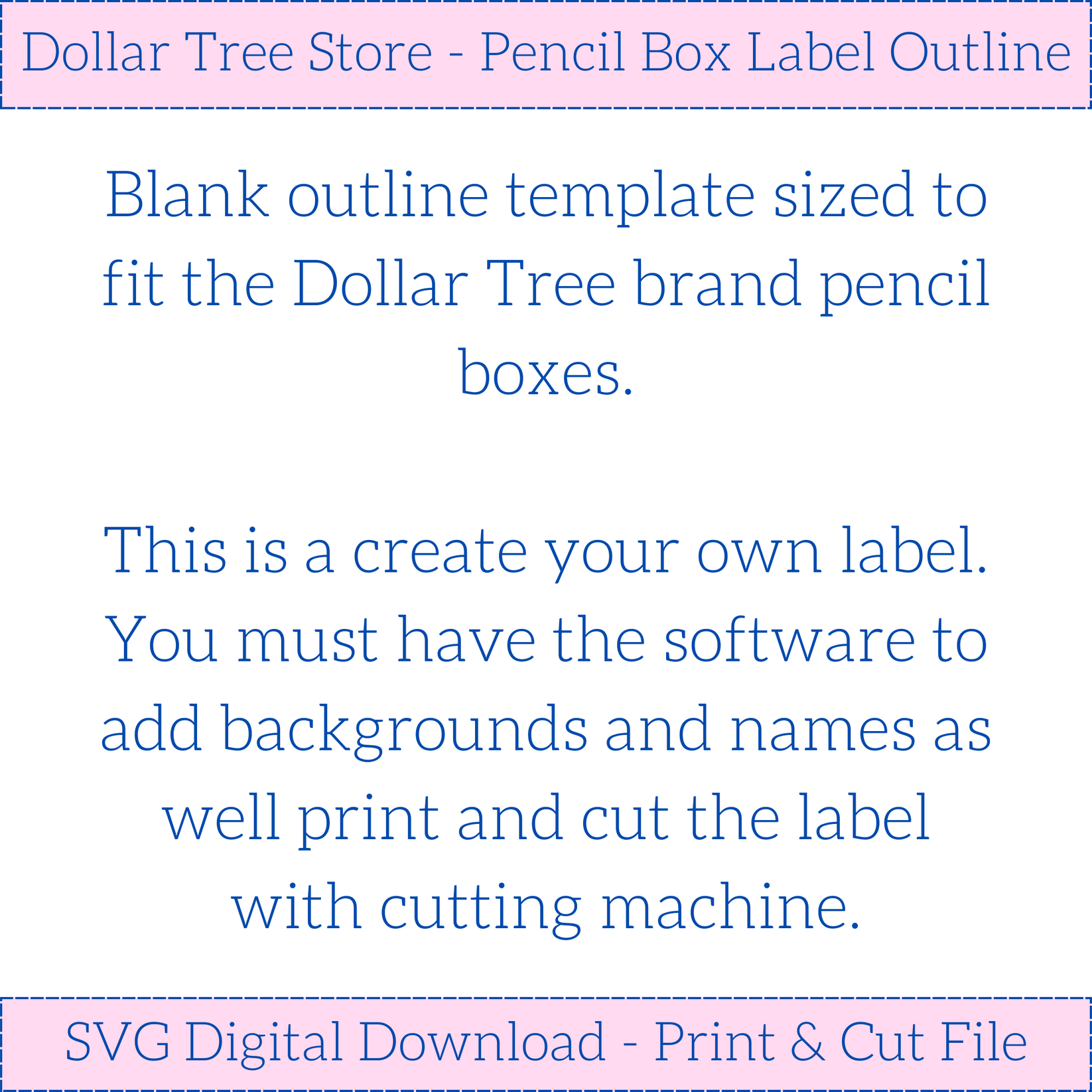 Dollar Tree Pencil Box Outline Template SVG – Kate + Rae Designs
