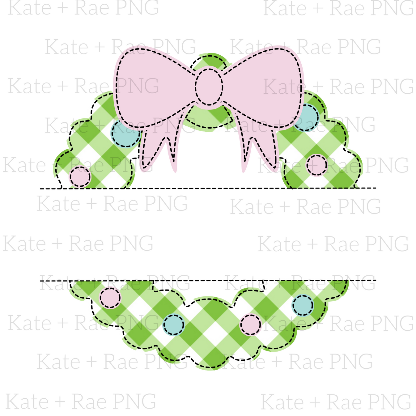 Girly Christmas Wreath Faux Applique png - Split Name Design – Kate ...