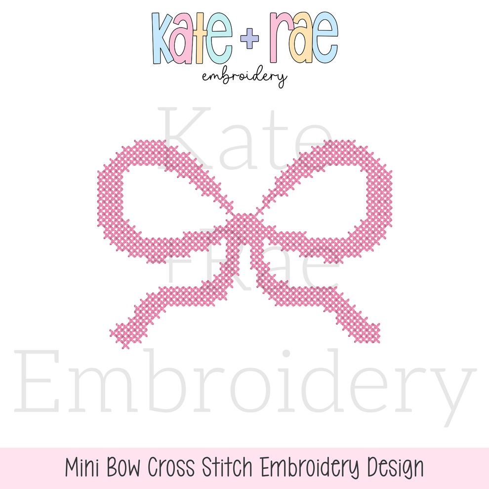 Mini Bow Cross Stitch Embroidery Design – Kate + Rae Designs