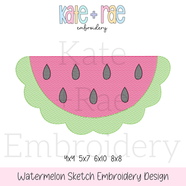 Watermelon Sketch Stitch Embroidery Design – Kate + Rae Designs