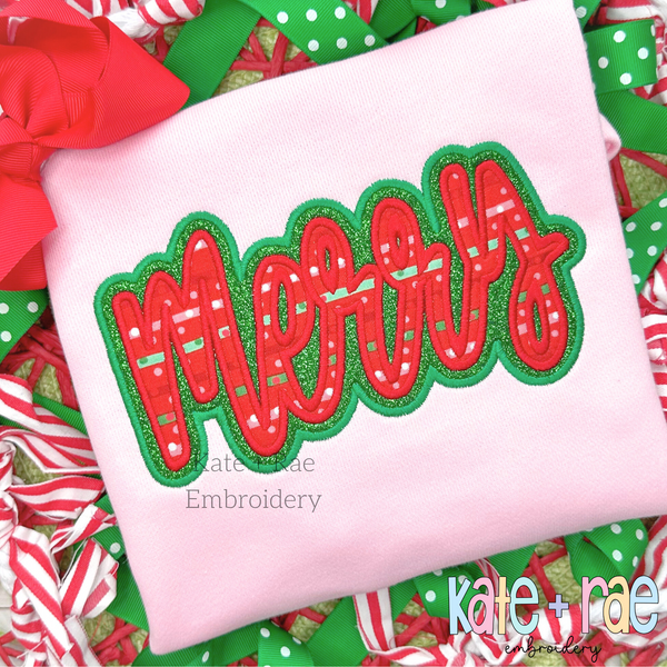 Merry Double Satin Stitch Applique Embroidery Design – Kate + Rae Designs
