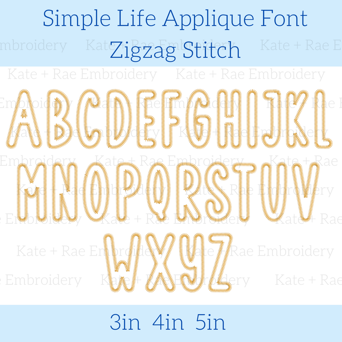 Simple Life Applique Font - Zigzag Stitch – Kate + Rae Designs