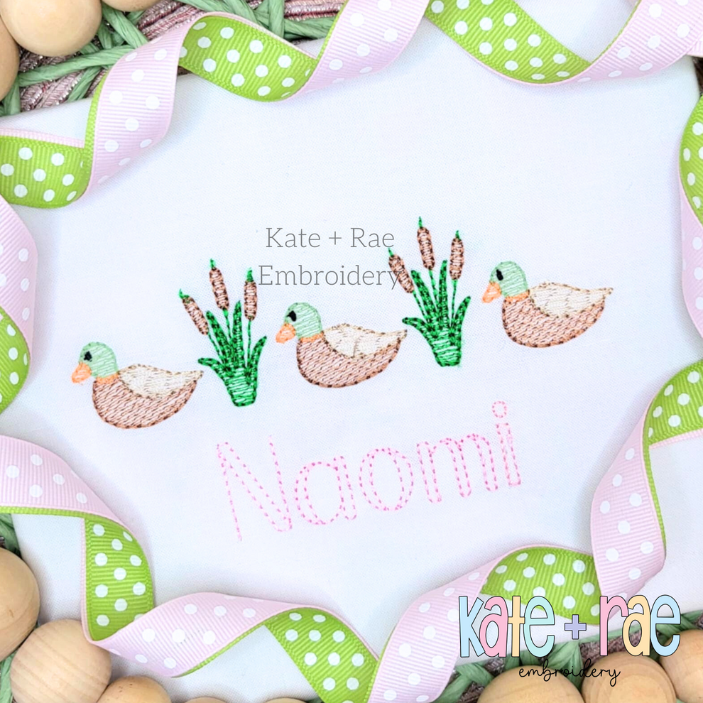 Mallard Ducks and Cattails Sketch Stitch Embroidery Design – Kate + Rae ...
