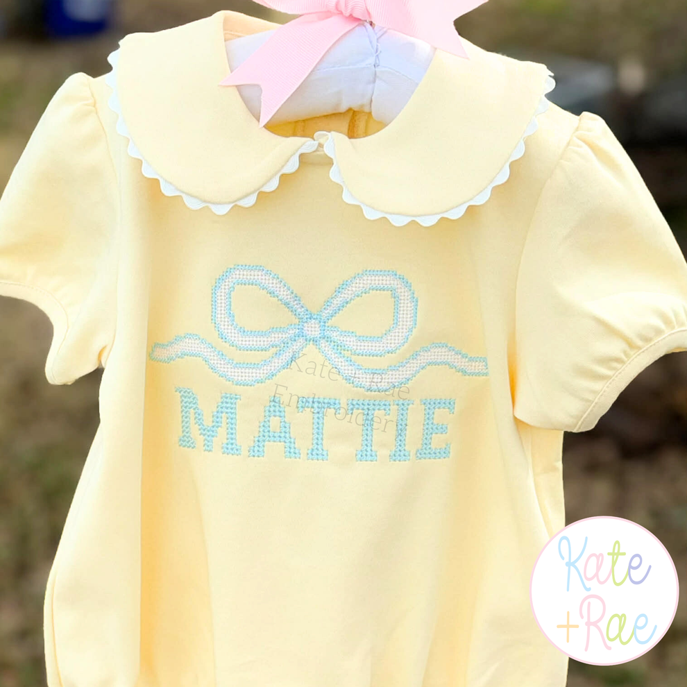 Bow with Outline Cross Stitch Embroidery Design – Kate + Rae Designs