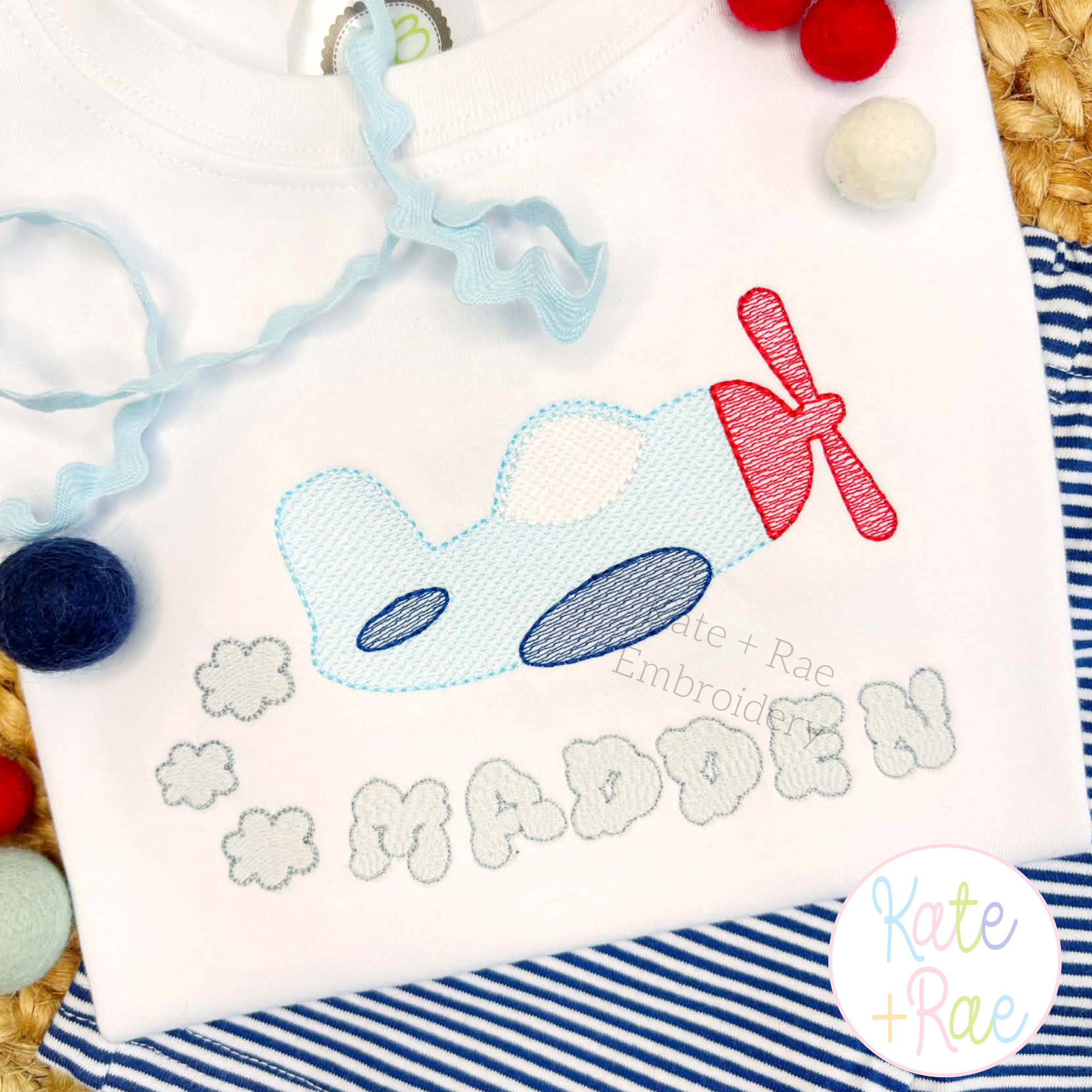 Airplane Sketch Stitch Embroidery Design – Kate + Rae Designs