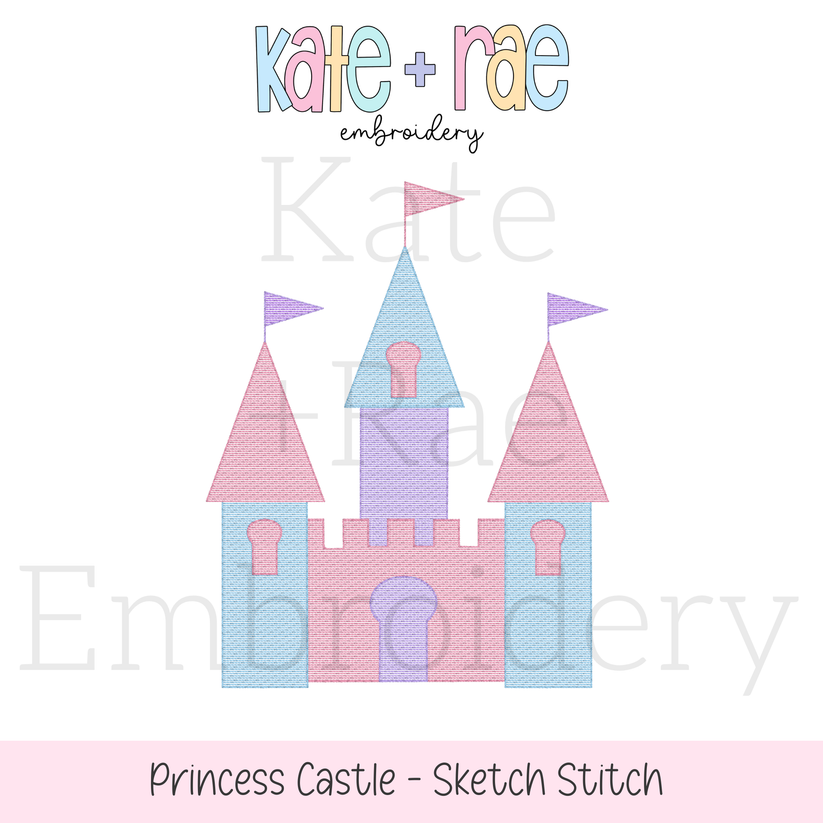 Princess Castle Sketch Stitch Embroidery Design – Kate + Rae Designs