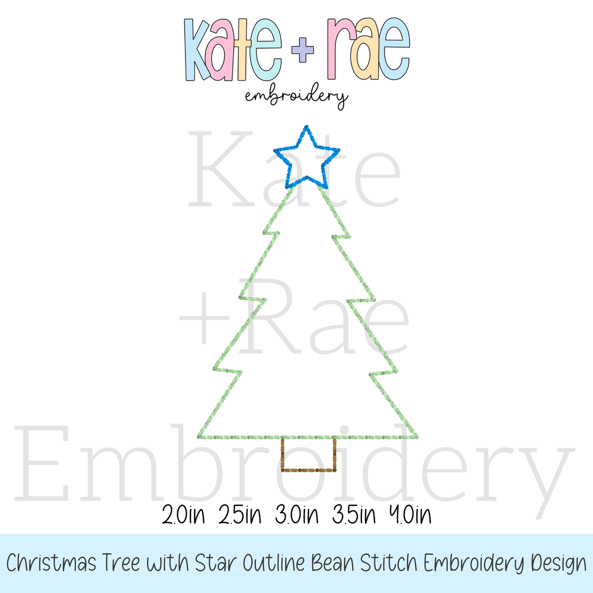 Christmas Tree with Stars Mini Outline Bean Stitch Embroidery Design ...