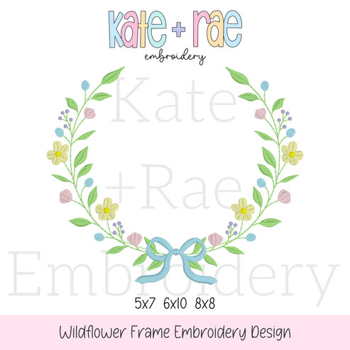 Wildflower Frame Fill Stitch Embroidery Design – Kate + Rae Designs