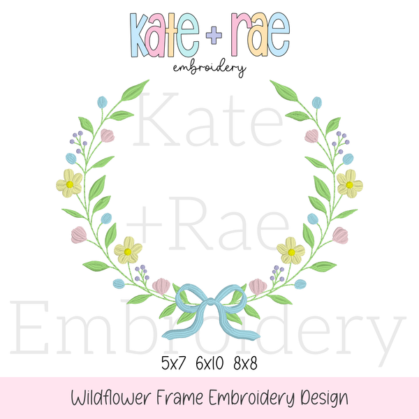Wildflower Frame Fill Stitch Embroidery Design – Kate + Rae Designs