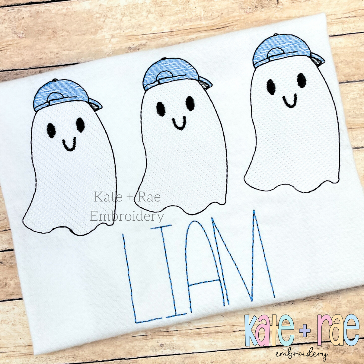 Boy's Ghost Trio Sketch Stitch Embroidery Design – Kate + Rae Designs