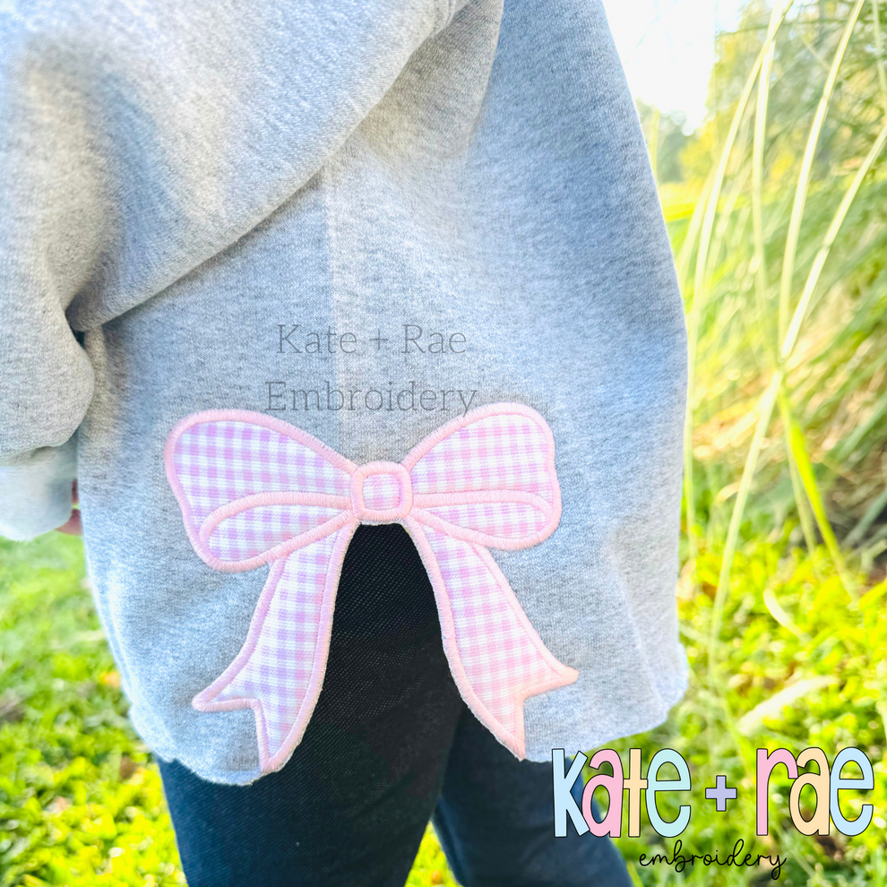 Kinley Bow Satin Stitch Applique Embroidery Design – Kate + Rae Designs