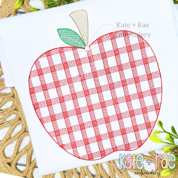Girl's Plaid Filled Apple Embroidery Design – Kate + Rae Designs
